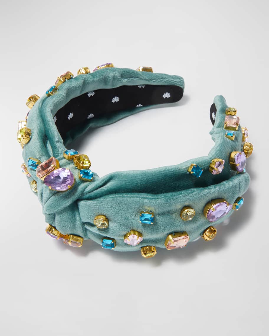 Lele Sadoughi Crystal Embellished Veronica Knotted Velvet Headband