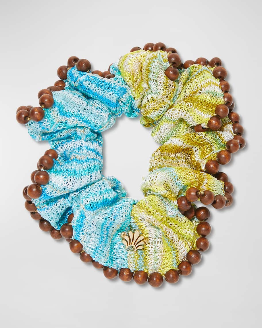 Lele Sadoughi Two-Tone Scrunchie W/ Beaded Trim | Neiman Marcus