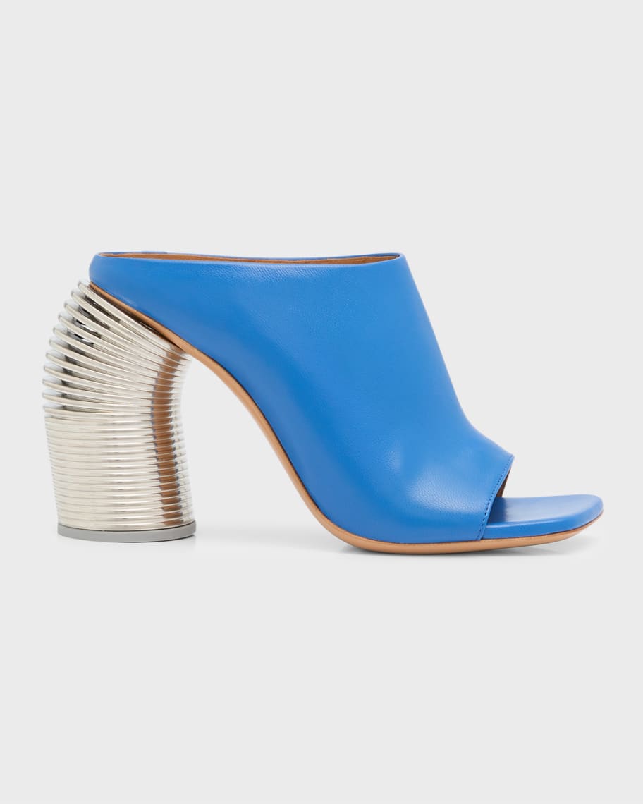 Off-White Calfskin Spring-Heel Mules | Neiman Marcus