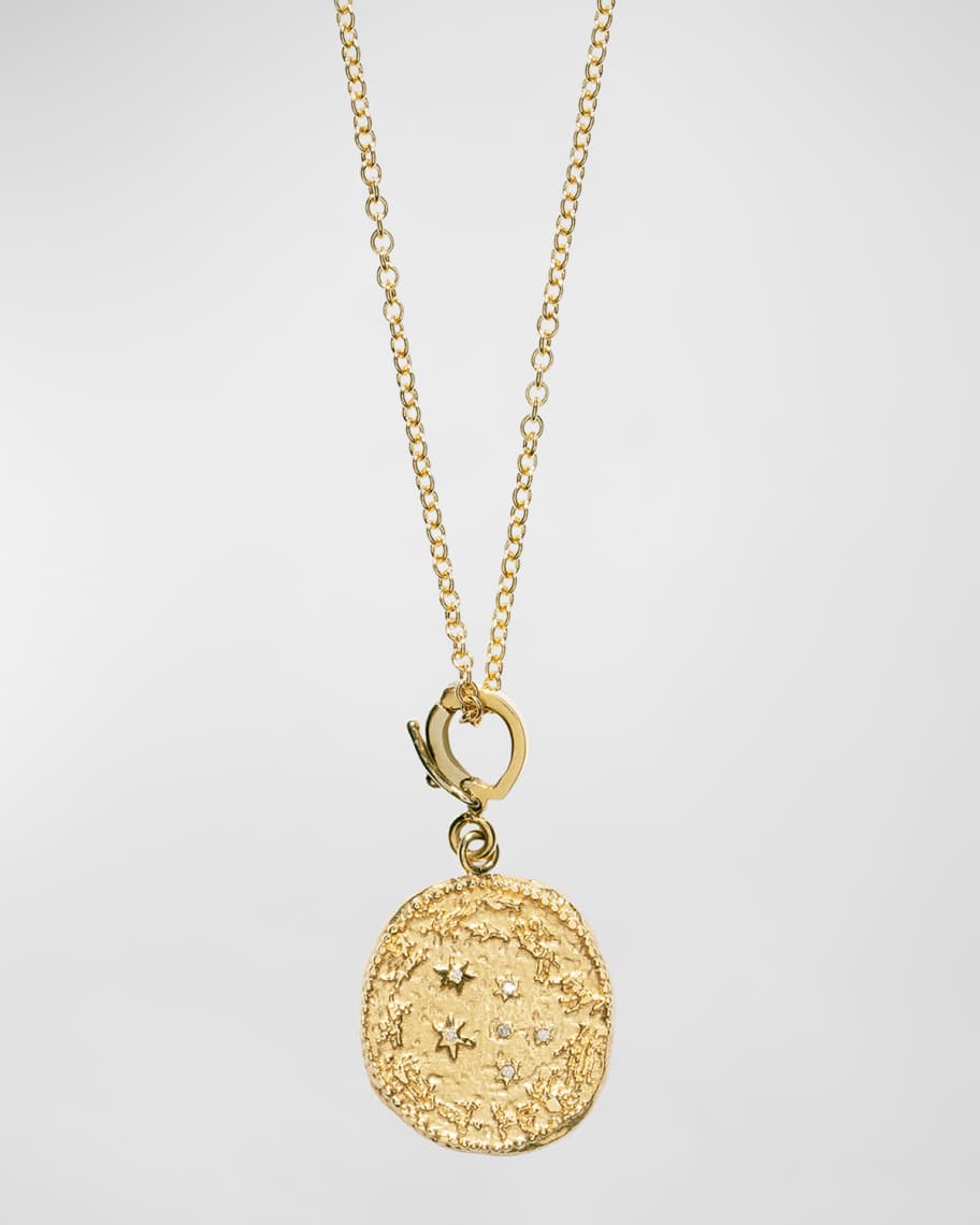 AZLEE Zodiac Small Diamond Coin Necklace | Neiman Marcus