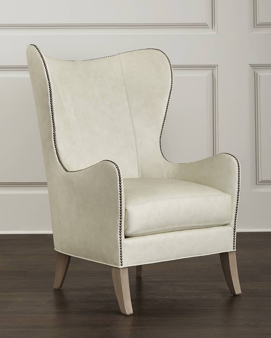 Massoud Bridgette Leather Wing Chair | Neiman Marcus