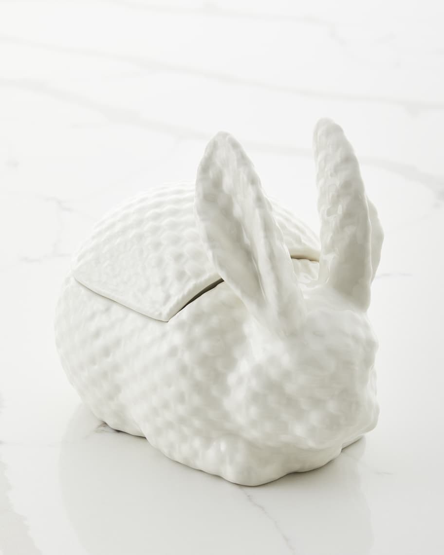 Neiman Marcus White Wicker-Textured Easter Rabbit Box | Neiman Marcus