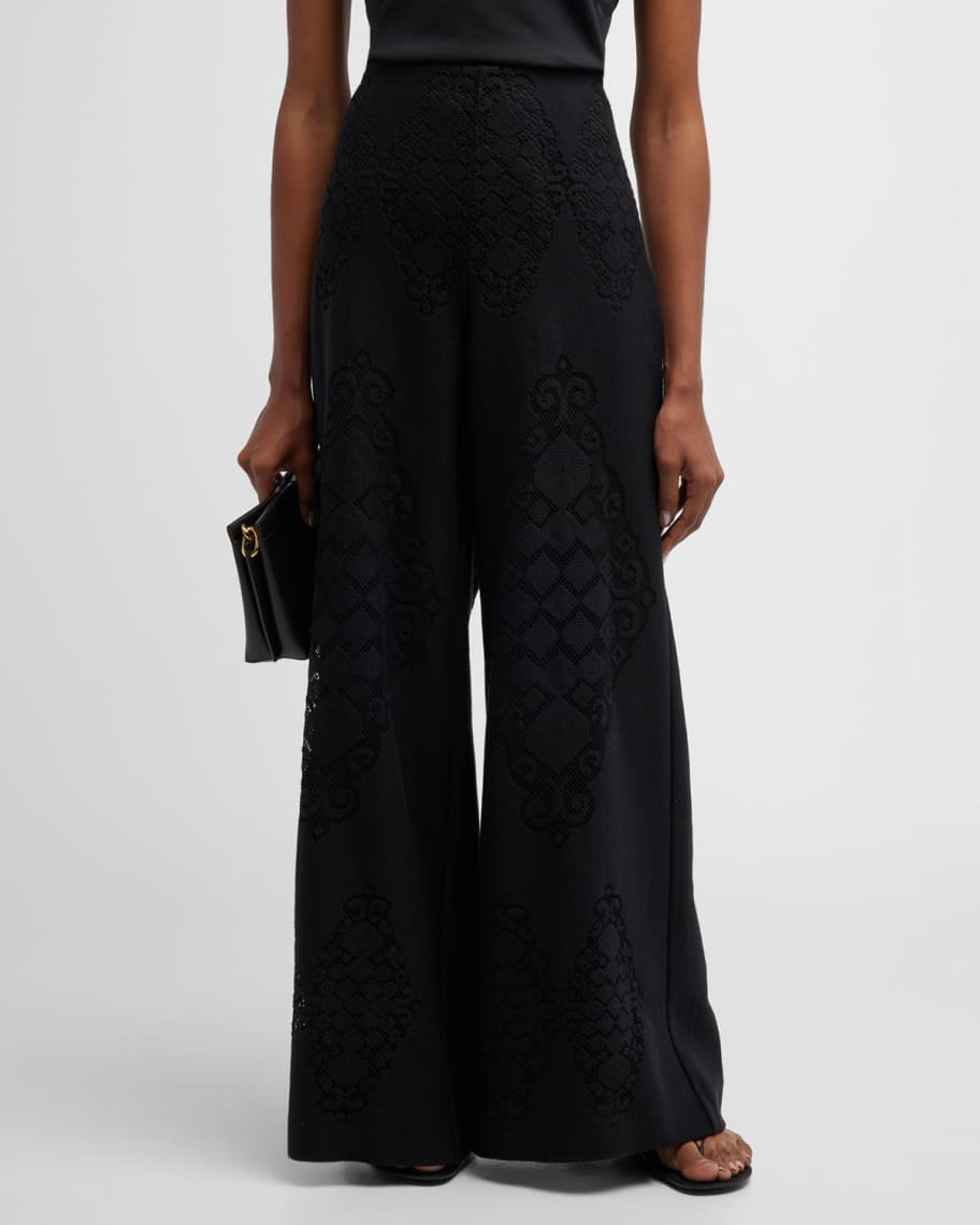 Kobi Halperin Morgan High-Rise Wide-Leg Lace Pants | Neiman Marcus