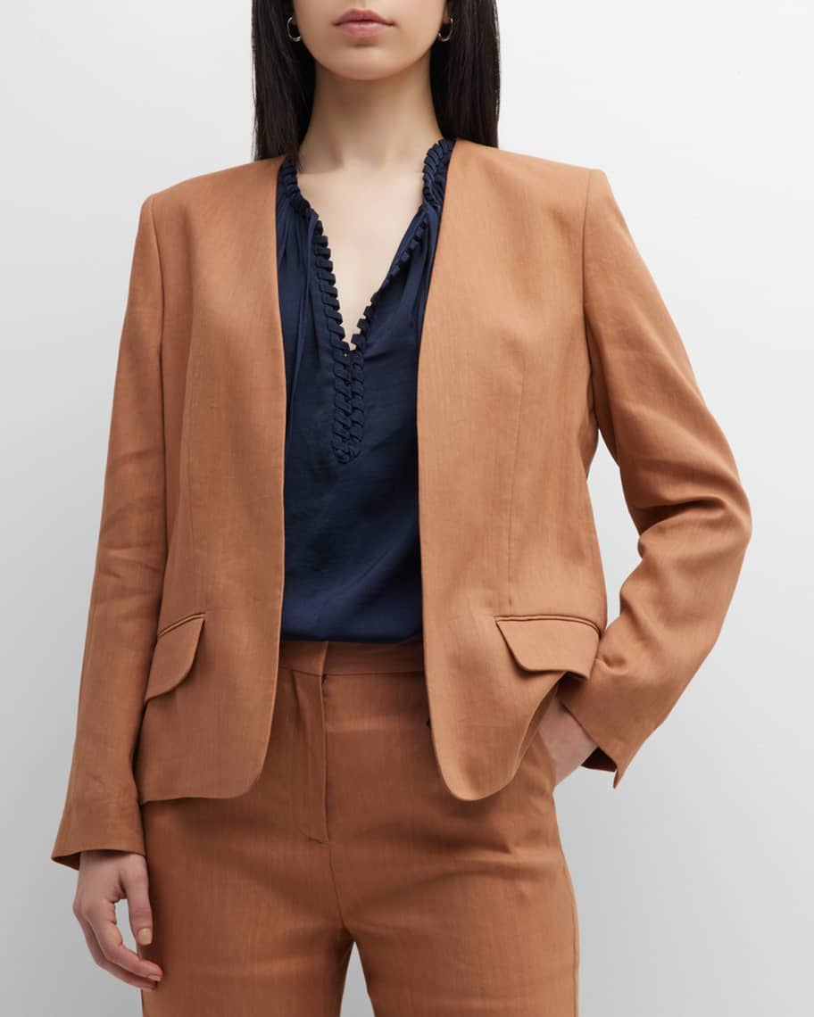 Kobi Halperin Lina Open-Front Linen-Blend Jacket | Neiman Marcus