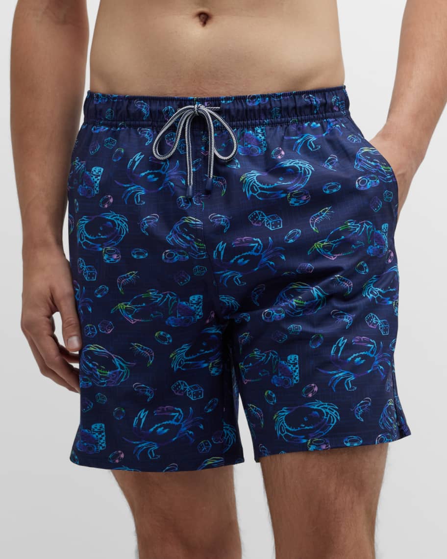 Peter Millar Men's Crabs and Craps Swim Trunks, 7" Inseam | Neiman Marcus