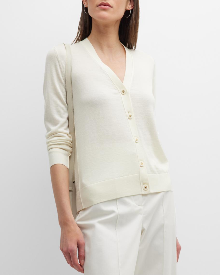 Tory Burch Simone Button-Down Wool-Silk Cardigan | Neiman Marcus