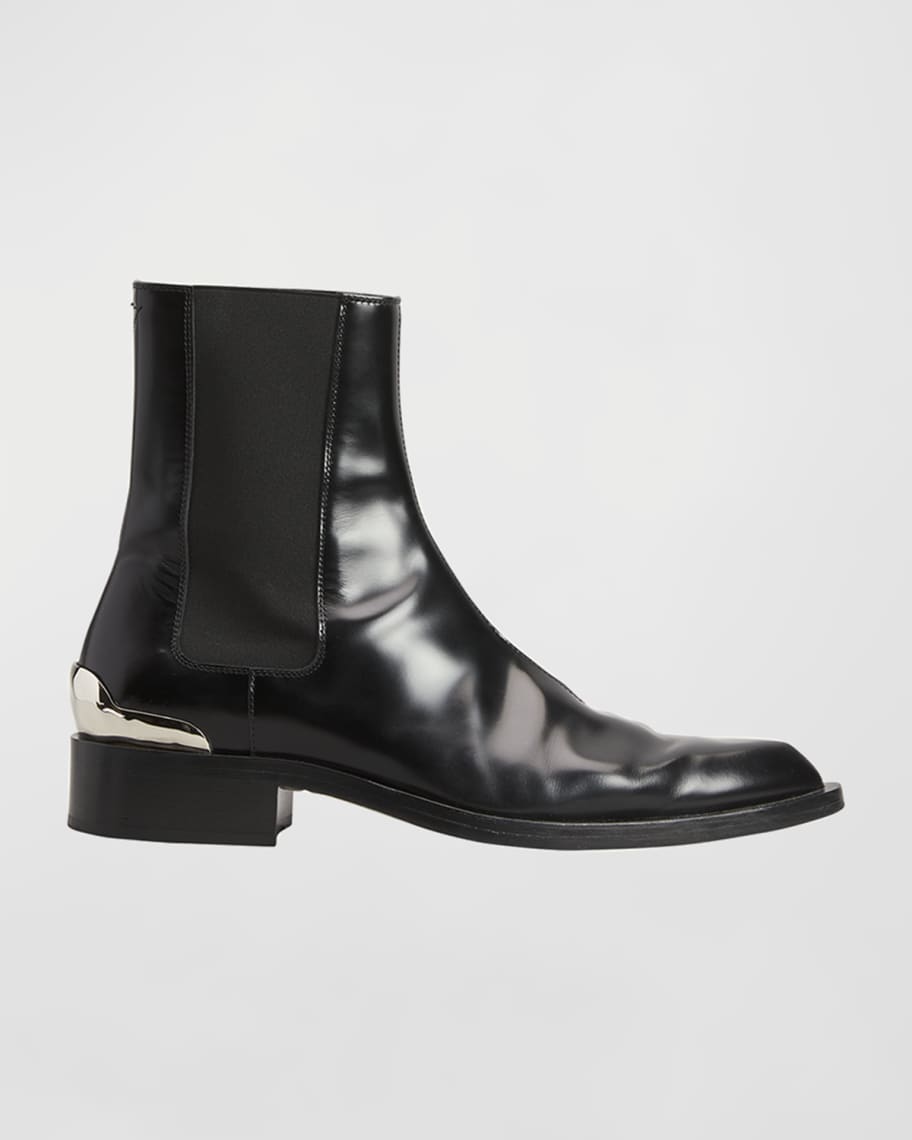Jil Sander Abrasivato Leather Cap-Heel Chelsea Booties | Neiman Marcus