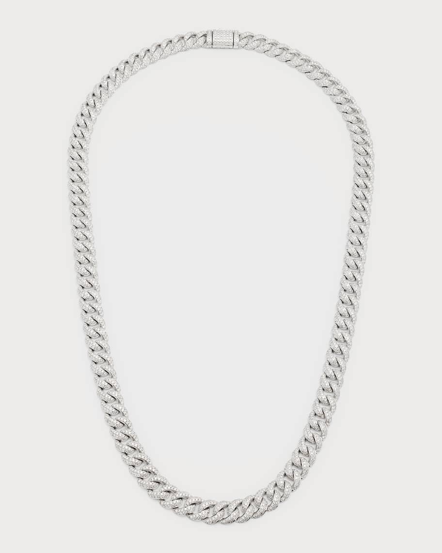 Heera Moti 14K White Gold Pave Diamond Curb Chain Necklace, 22"L ...