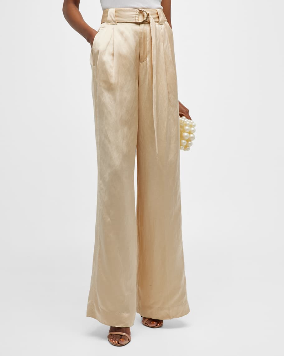 Zimmermann Wonderland Belted Wide Slouch Pants | Neiman Marcus