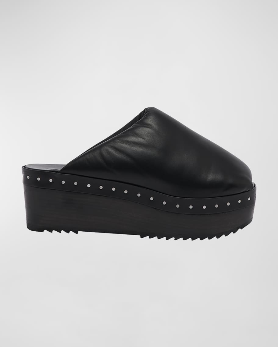 Rick Owens Men's 2-Inch Platform Leather Sabot Mules | Neiman Marcus