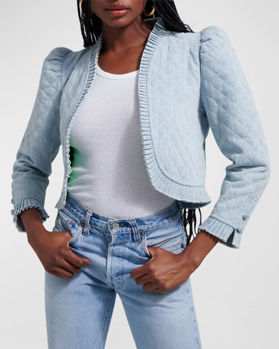 LOVE THE LABEL Adrienne Quilted Open-Front Cropped Jacket | Neiman Marcus