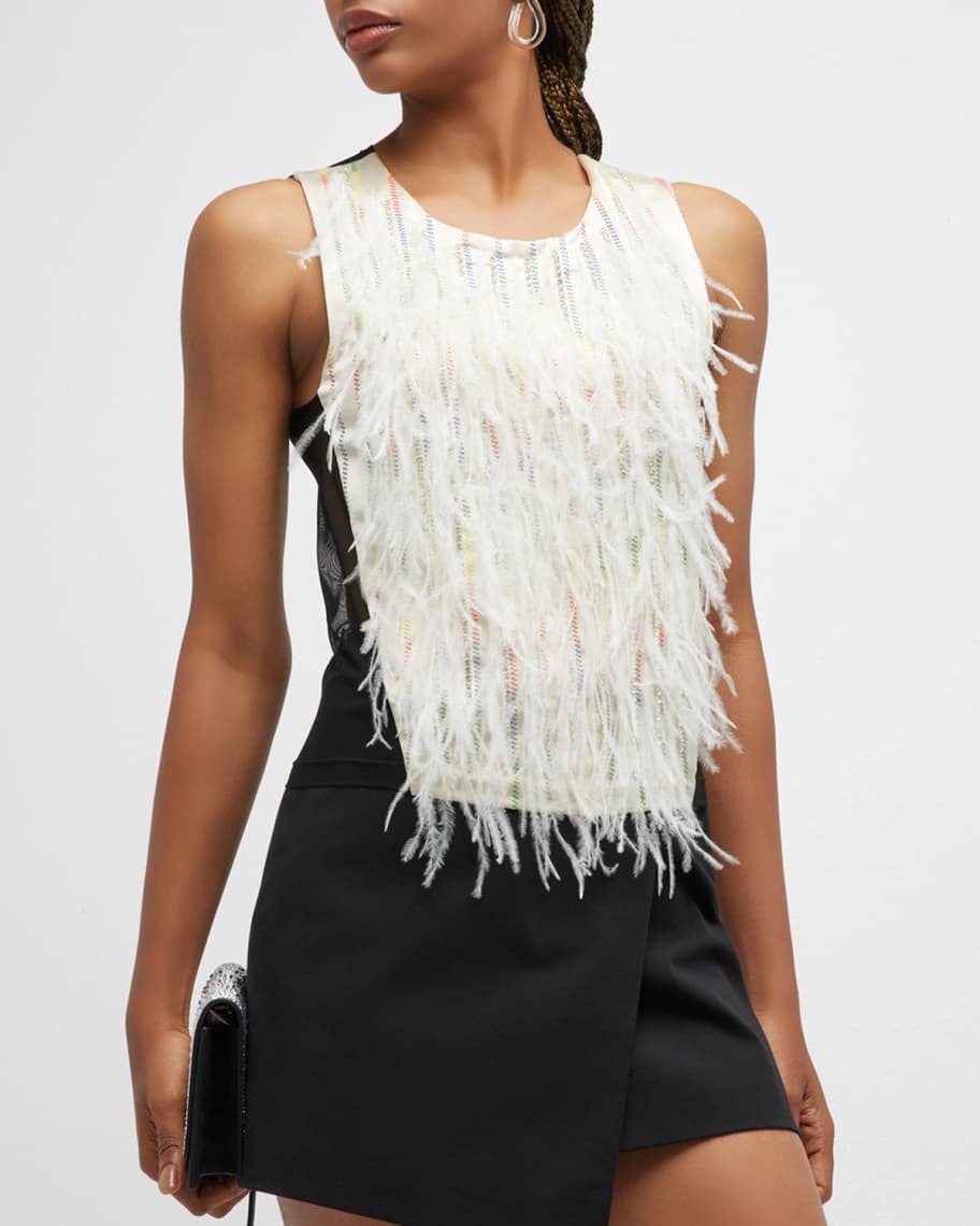 Koche Feathered Crystal Tank Top | Neiman Marcus