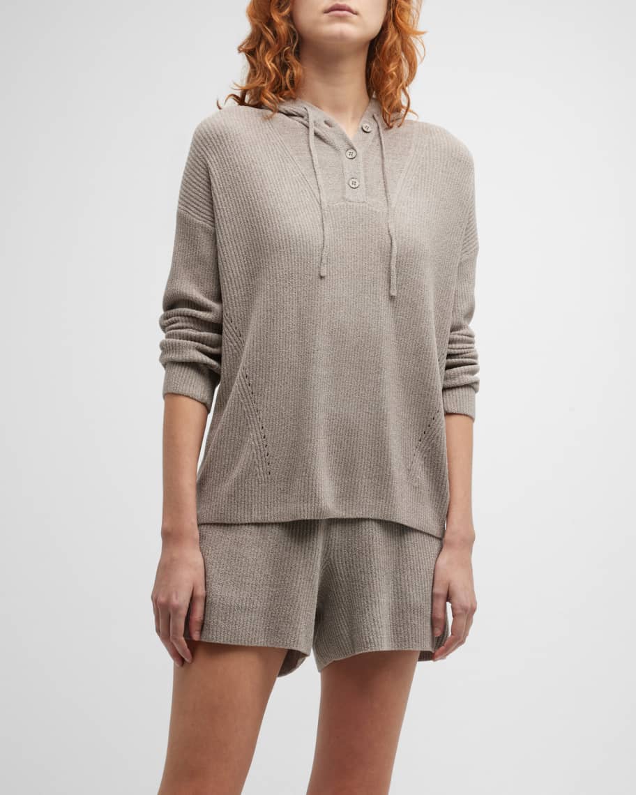 Barefoot Dreams Ribbed Henley Hoodie | Neiman Marcus