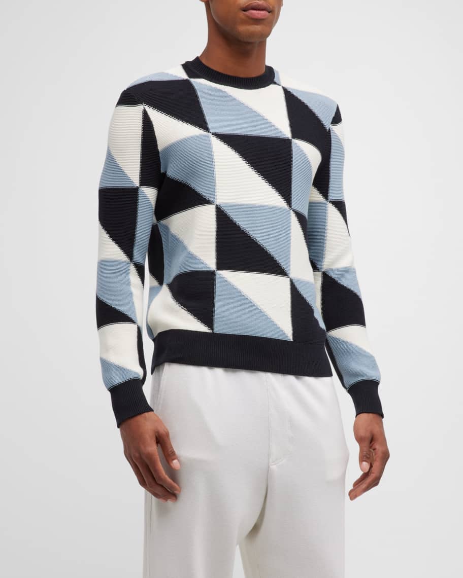 Emporio Armani Men's Geometric Crewneck Sweater | Neiman Marcus