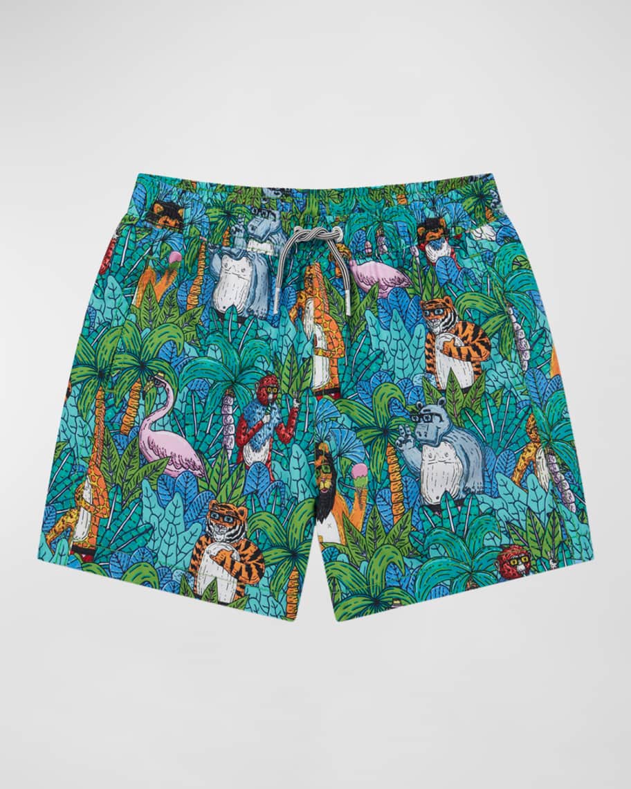 Boardies Apparel Boy's Mulga Jungle-Print Swim Trunks, Size 1-13 ...