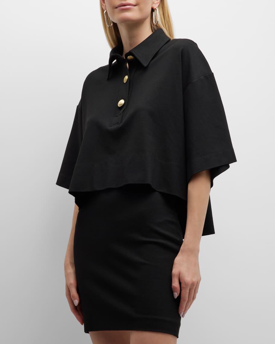 Rosetta Getty Short-Sleeve Boxy Crop Polo Shirt | Neiman Marcus