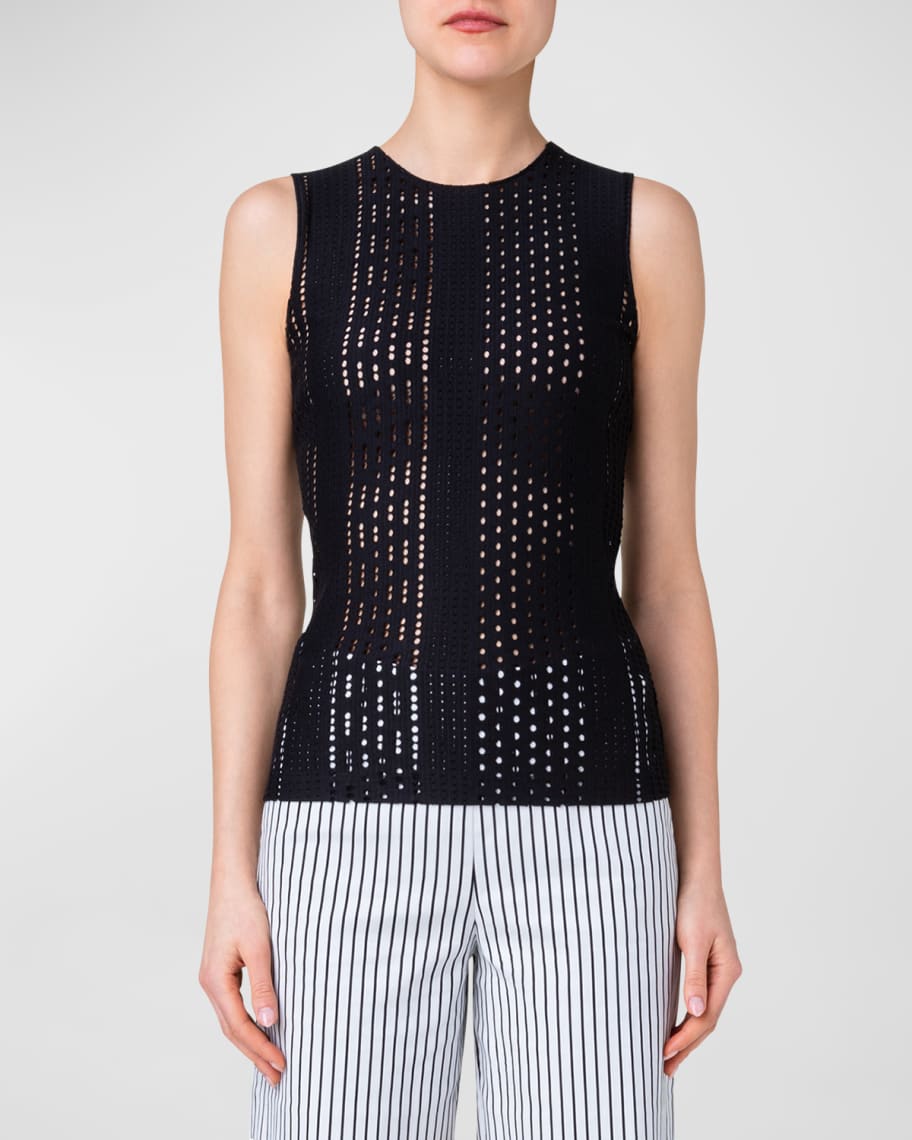 Akris punto Perforated Stretch Jersey Sleeveless Top | Neiman Marcus