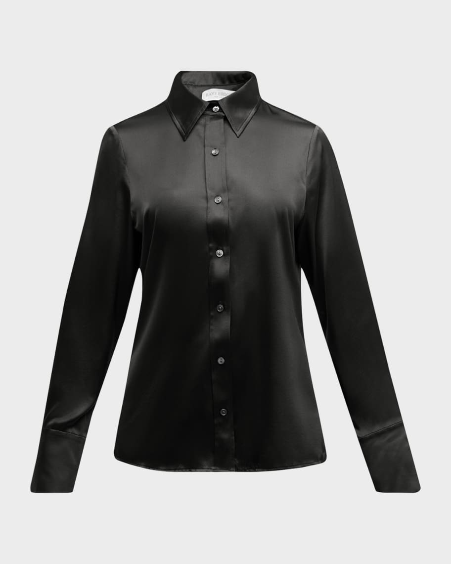 Ramy Brook Victoria Stretch Silk Button-Front Top | Neiman Marcus