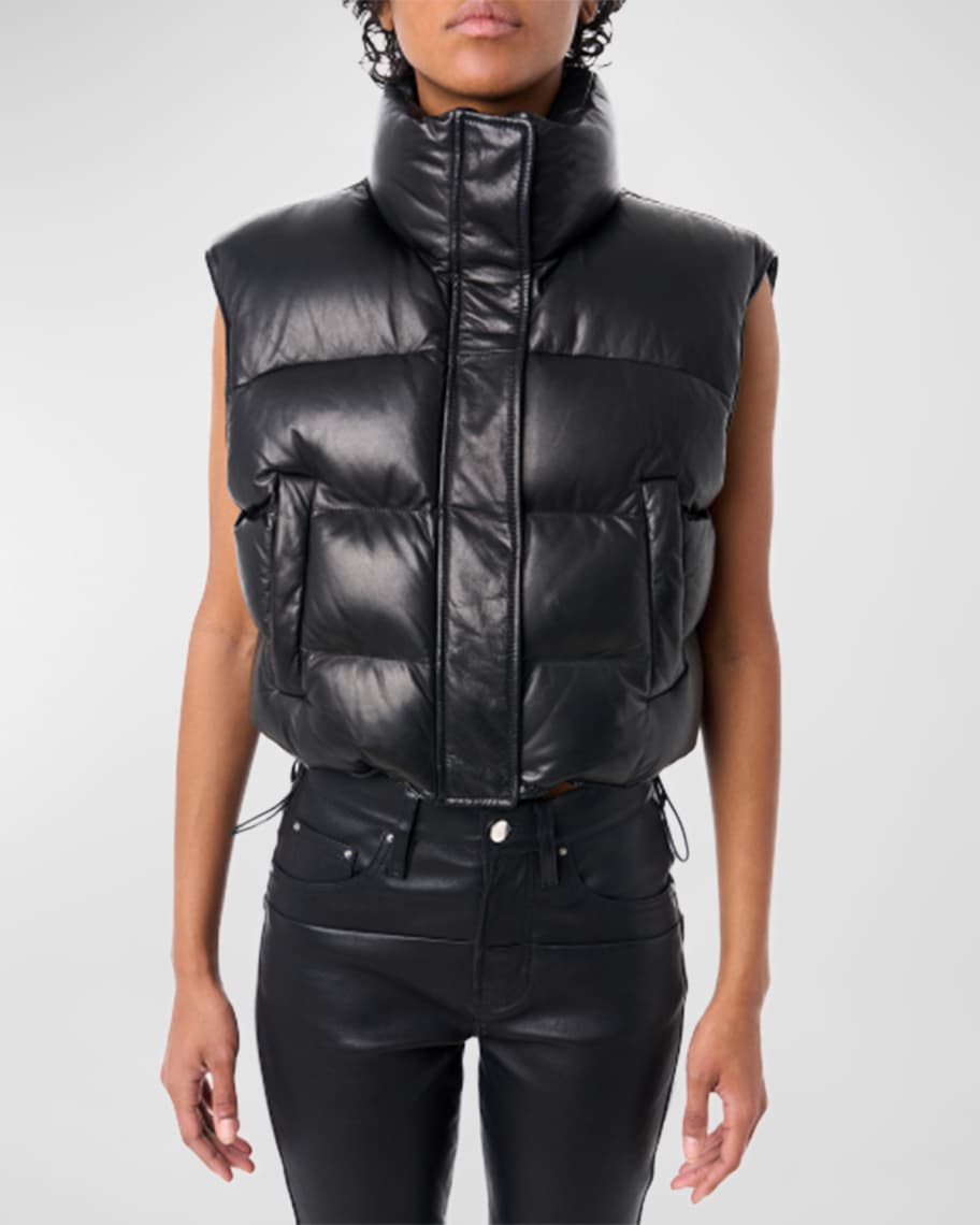 Amiri Leather Shrunken Puffer Vest | Neiman Marcus