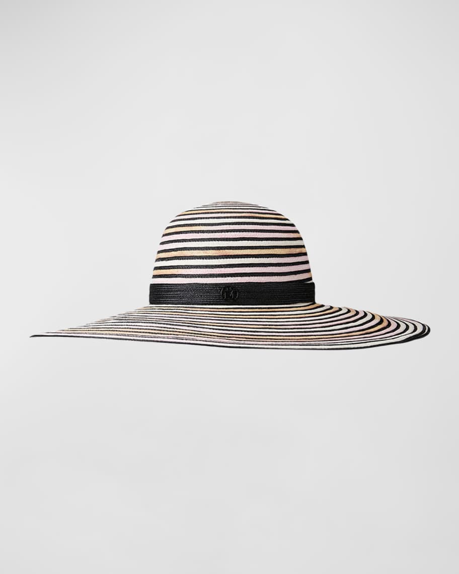 Maison Michel Large-Brim Blanche Tie-Dye Paper Straw Hat | Neiman Marcus