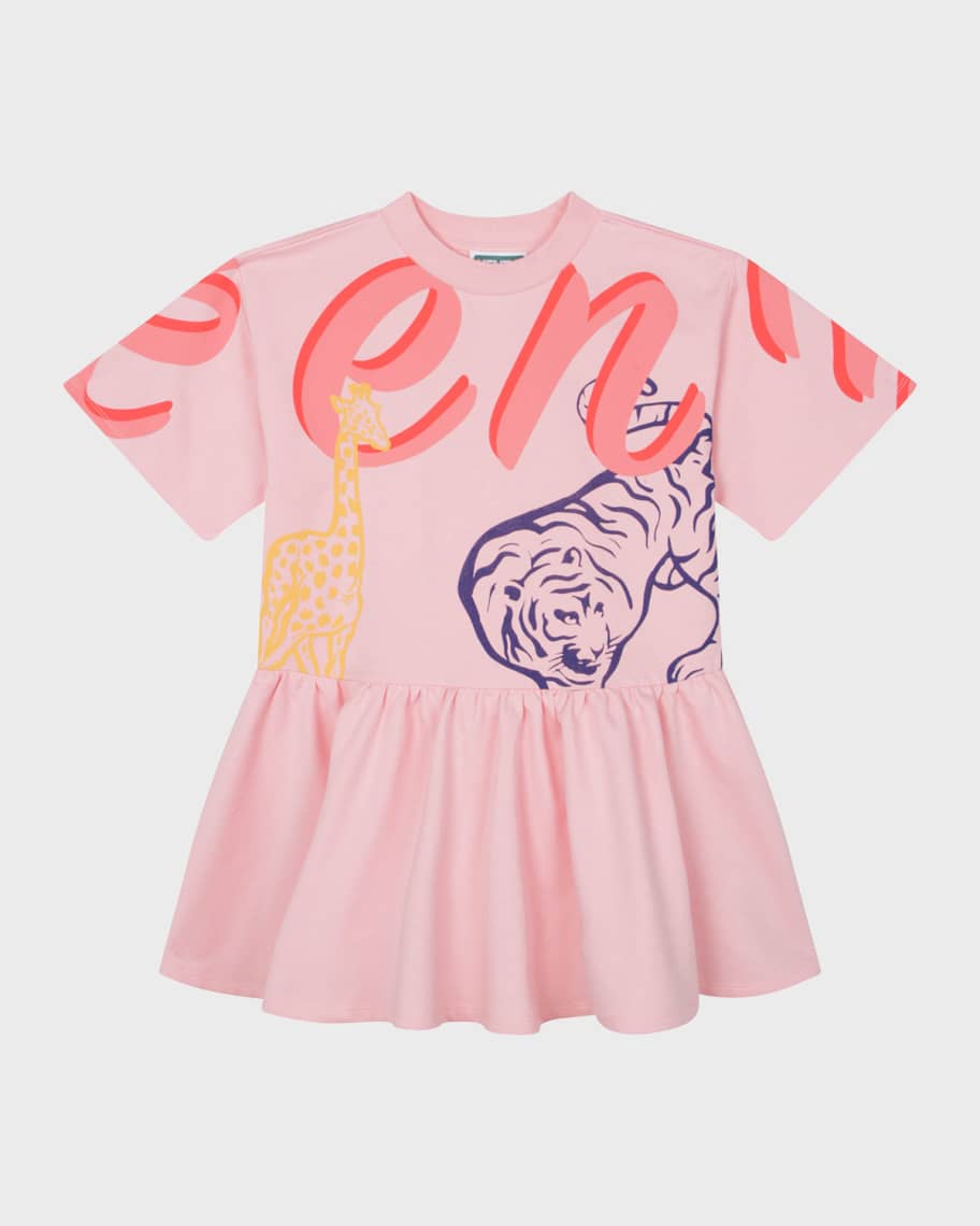 Kenzo Girl's Animal Graphics Logo-Print T-Shirt Dress, Size 4-5 ...