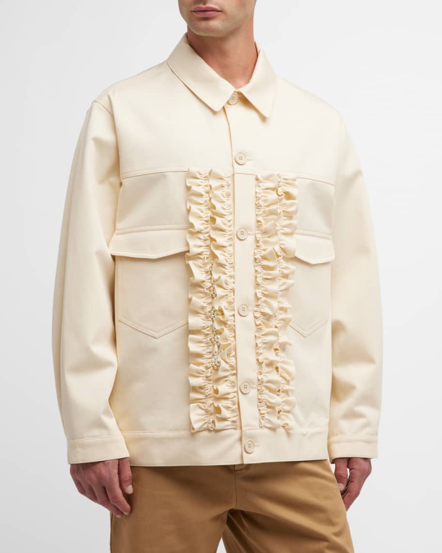 Simone Rocha Men's Drill Ruffles Utility Jacket | Neiman Marcus