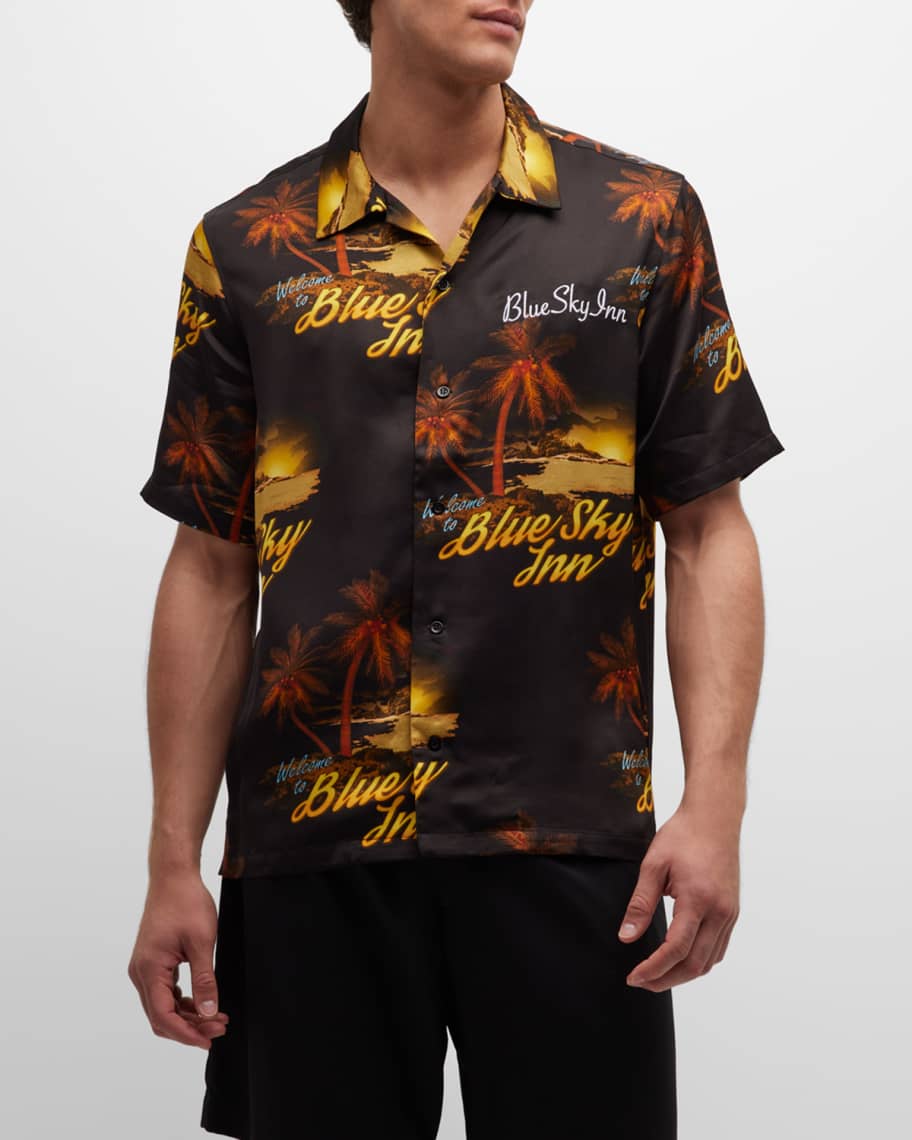 Blue Sky Inn Men's Welcome Sign Graphic Camp Shirt | Neiman Marcus