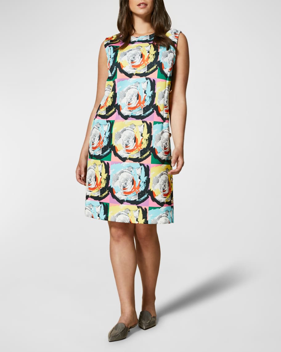 Marina Rinaldi Plus Size Ondoso Abstract Floral-Print Dress | Neiman Marcus