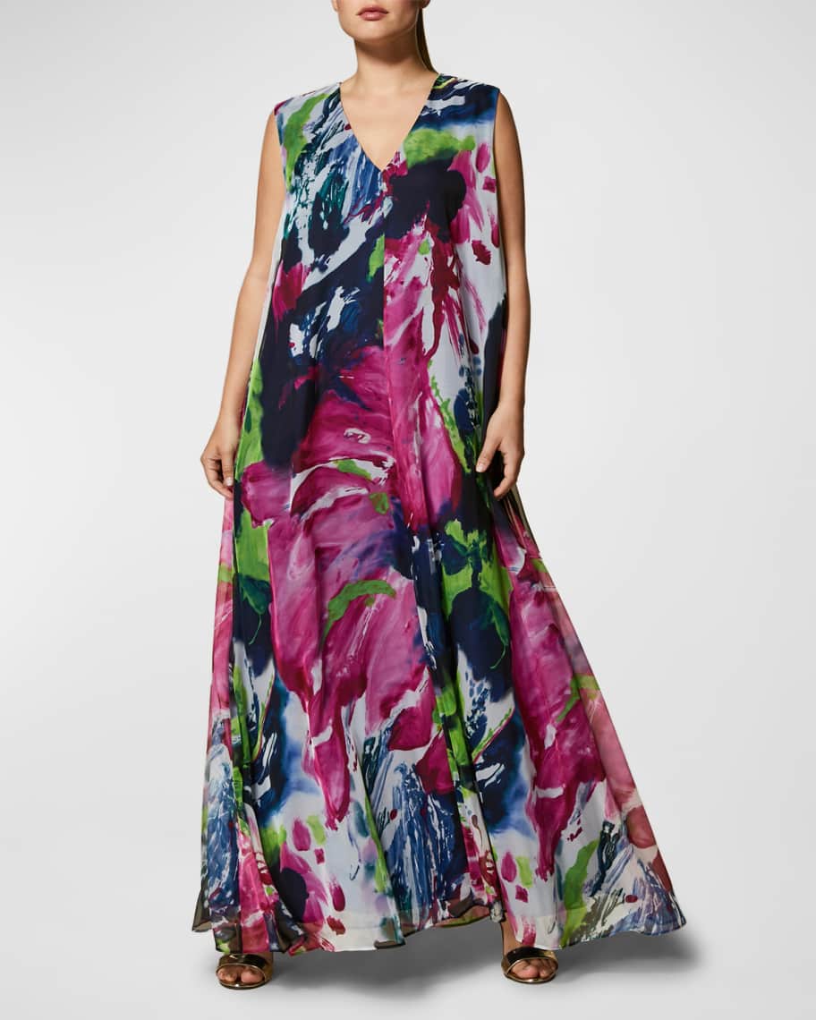 Marina Rinaldi Plus Size Dolce Sleeveless Abstract-Print Dress | Neiman ...
