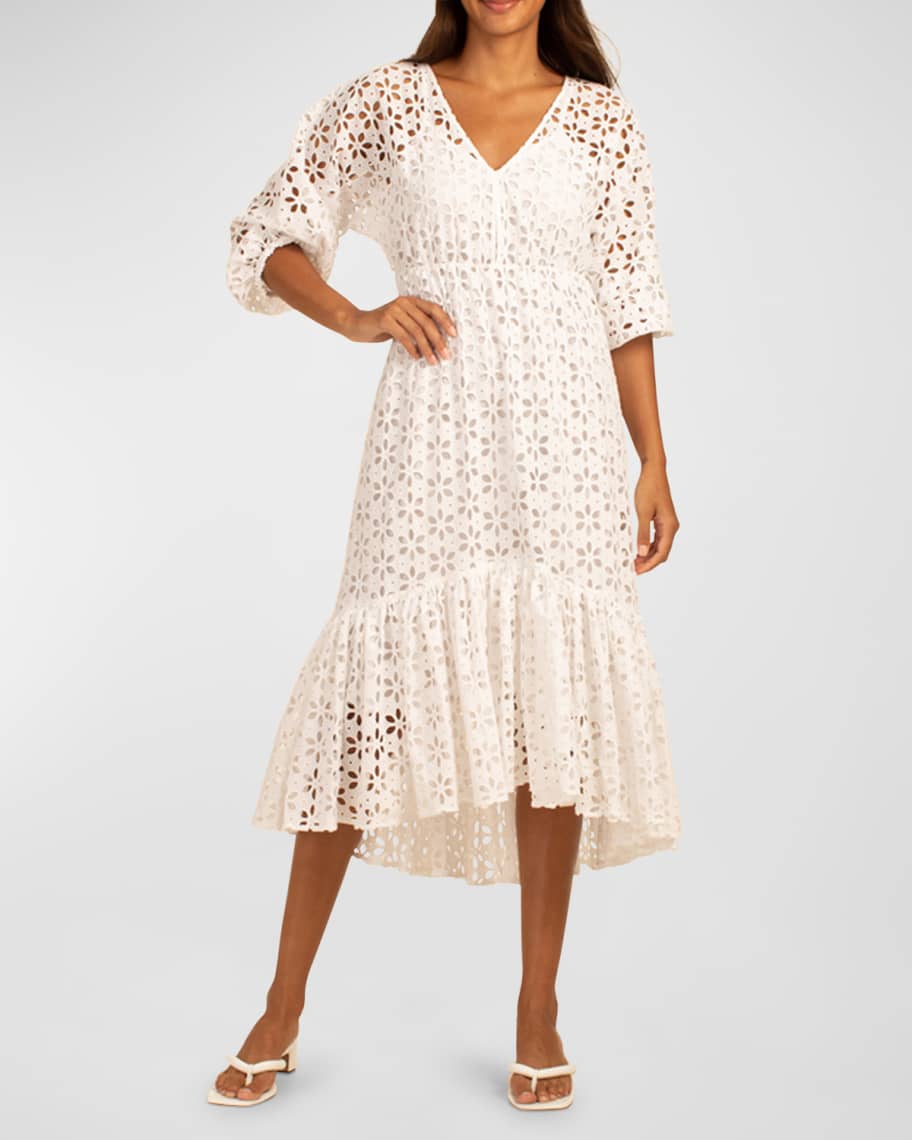 Trina Turk Golden Gate Cutout High-Low Midi Dress | Neiman Marcus