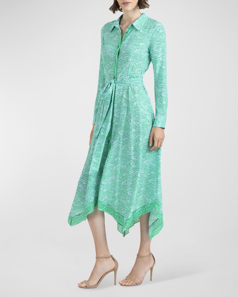 Shoshanna Valencia Botanical-Print Handkerchief Dress | Neiman Marcus
