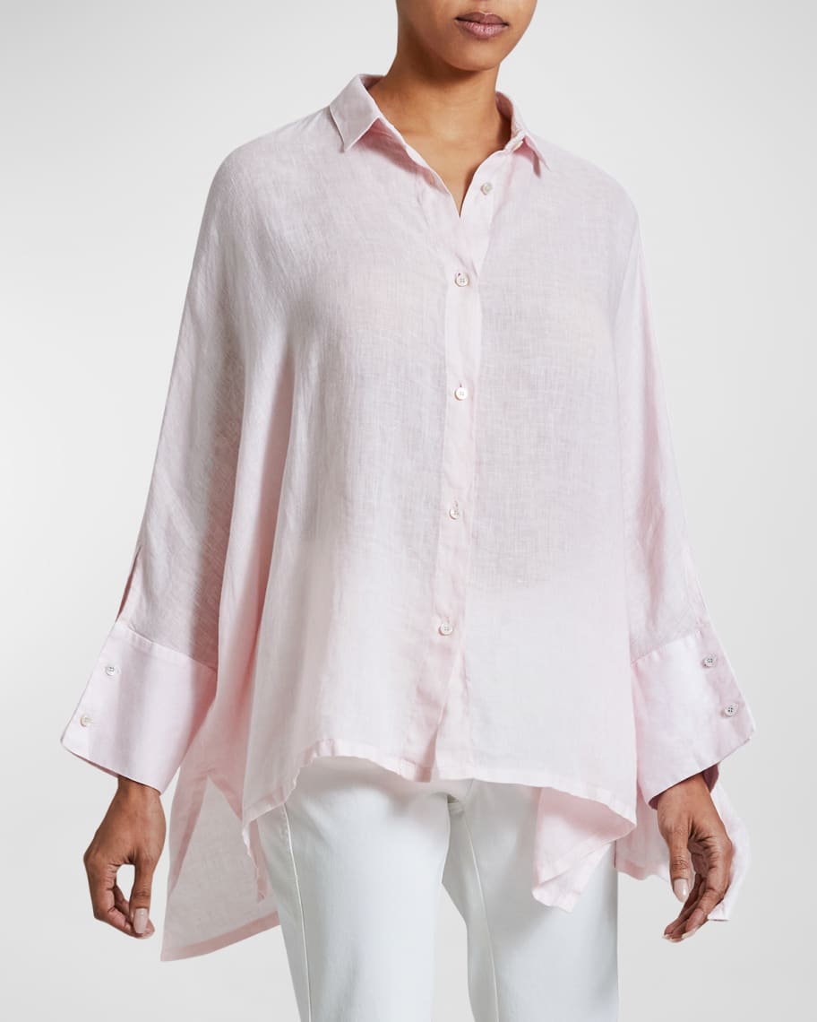 Santorelli Anya Oversized Handkerchief Linen Shirt | Neiman Marcus
