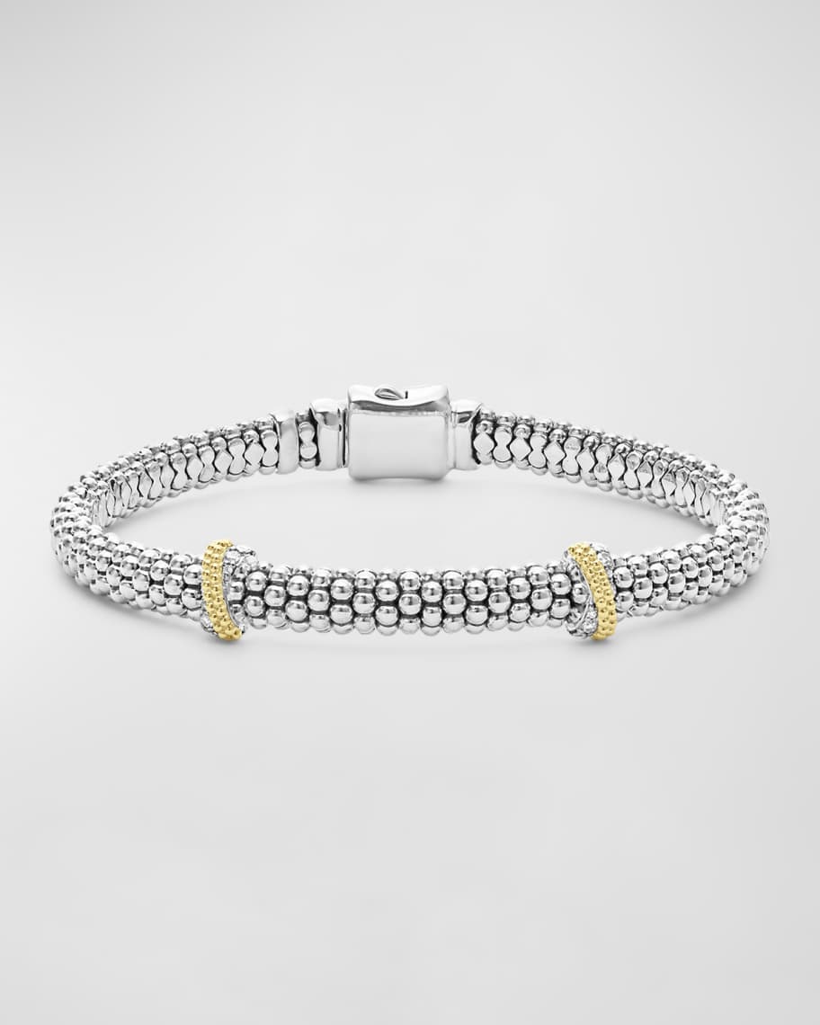 LAGOS Sterling Silver Caviar Diamond X Bracelet | Neiman Marcus