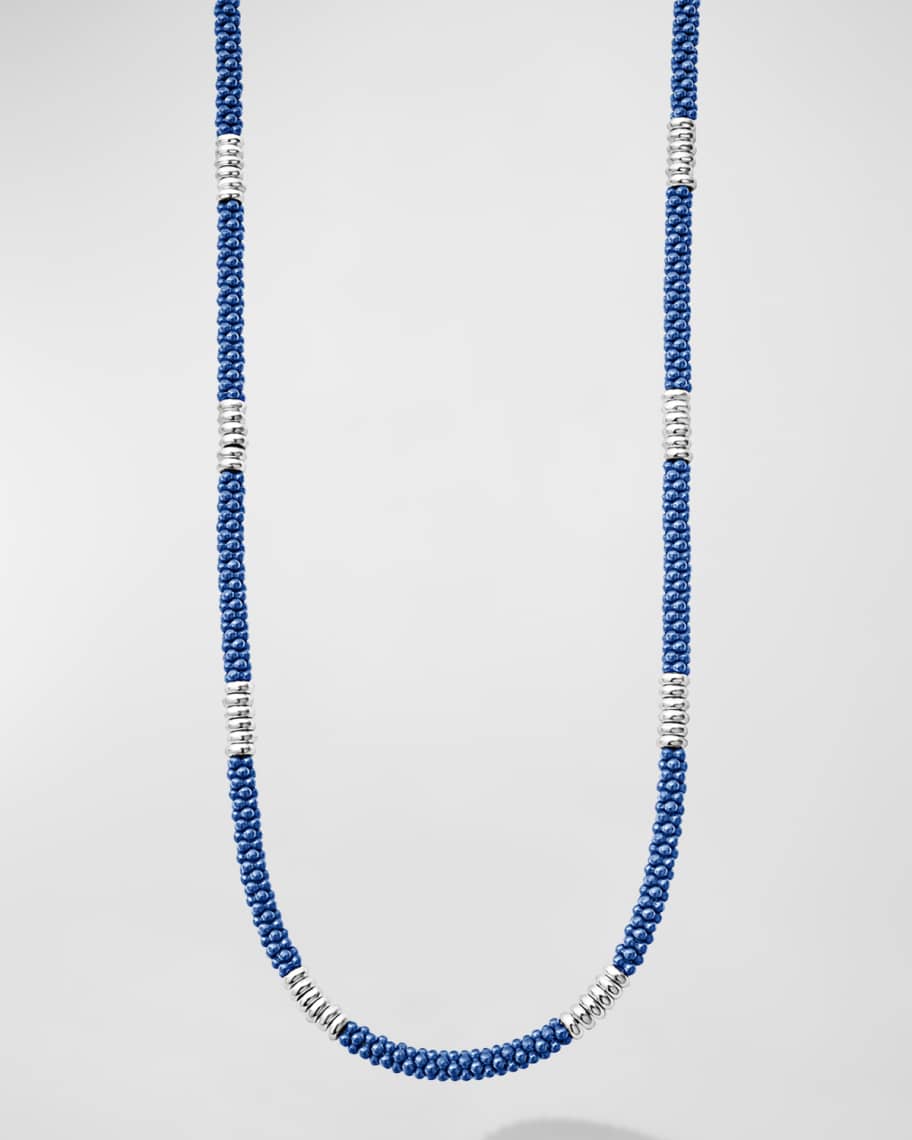 LAGOS Sterling Silver Blue Caviar Beaded Necklace | Neiman Marcus