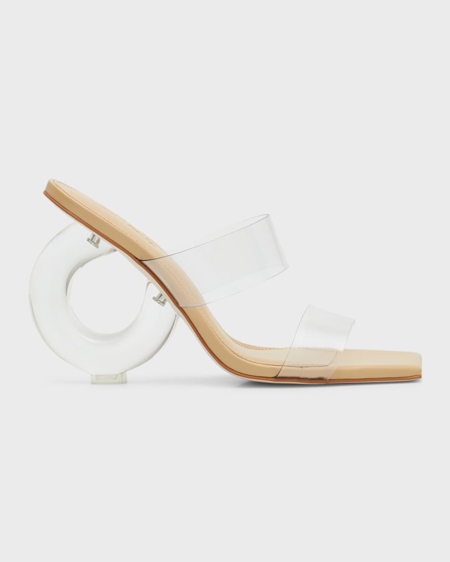 Cult Gaia Iriel Clear Vinyl Circle-Heel Sandals | Neiman Marcus