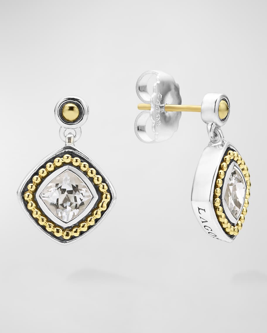 LAGOS Rittenhouse Sterling Silver 18K Caviar White Topaz Drop Earrings ...