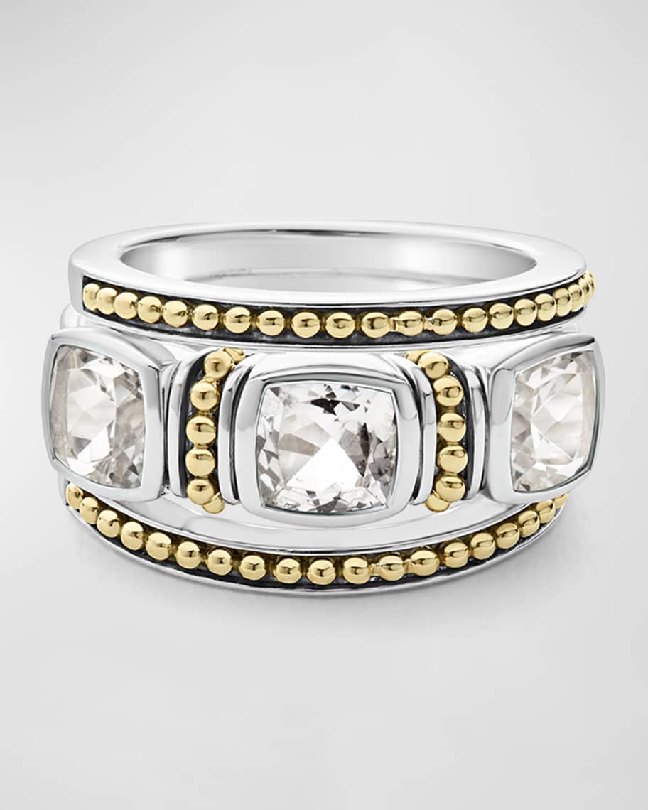 LAGOS Rittenhouse White Topaz Triple 6mm Cushion-Set Ring | Neiman Marcus