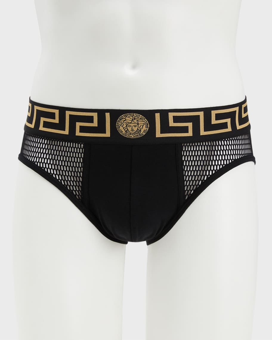 Versace Men's La Greca Mesh Briefs | Neiman Marcus