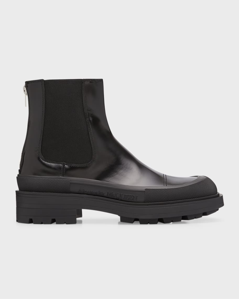 McQueen Men's Leather Zip Chelsea Boots | Neiman Marcus