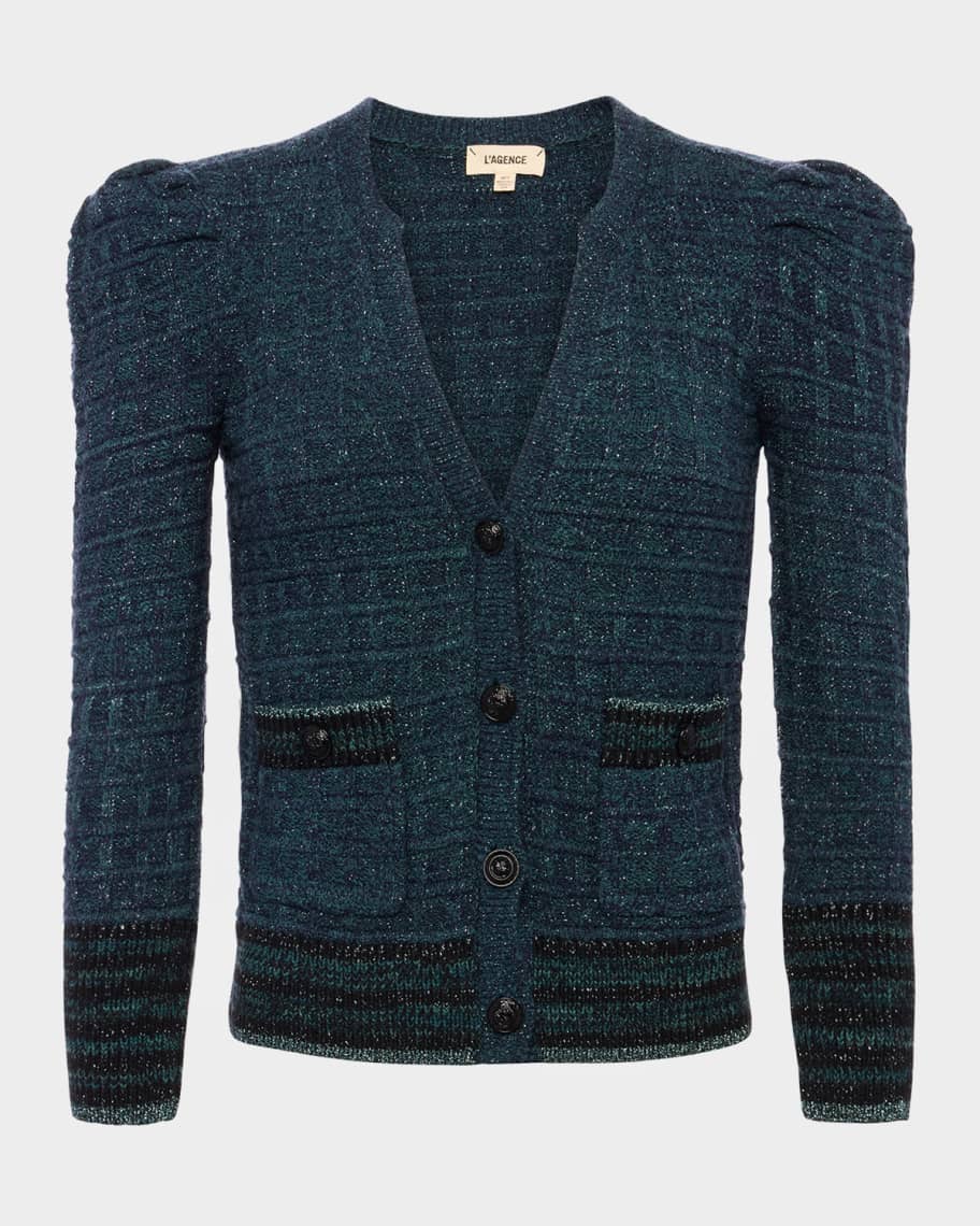 L'Agence Jenni Tweed Waffle Stitch Cardigan | Neiman Marcus