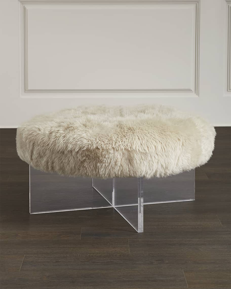 Interlude Home Jules Sheepskin Ottoman | Neiman Marcus
