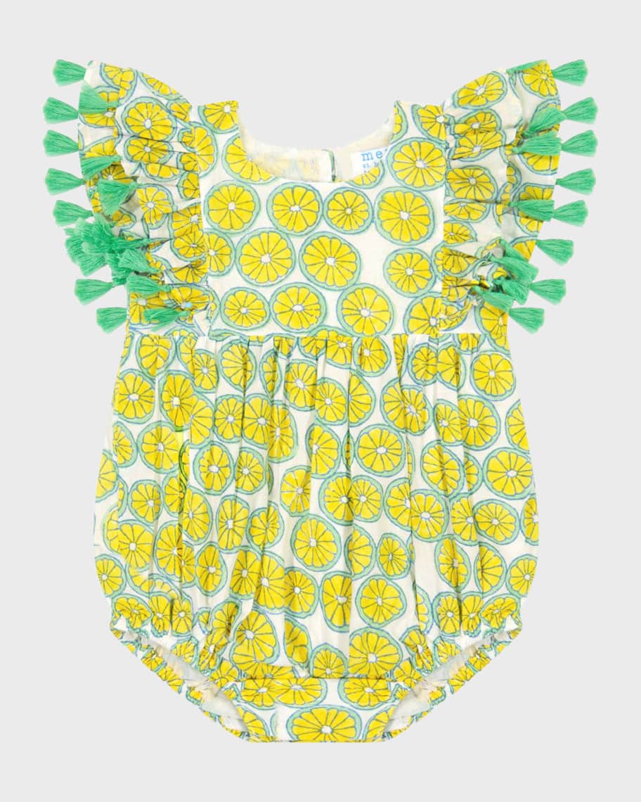 Mer St Barth Girl's Anna Citrus-Print Tassel Bubble Romper, Size 0-24M ...