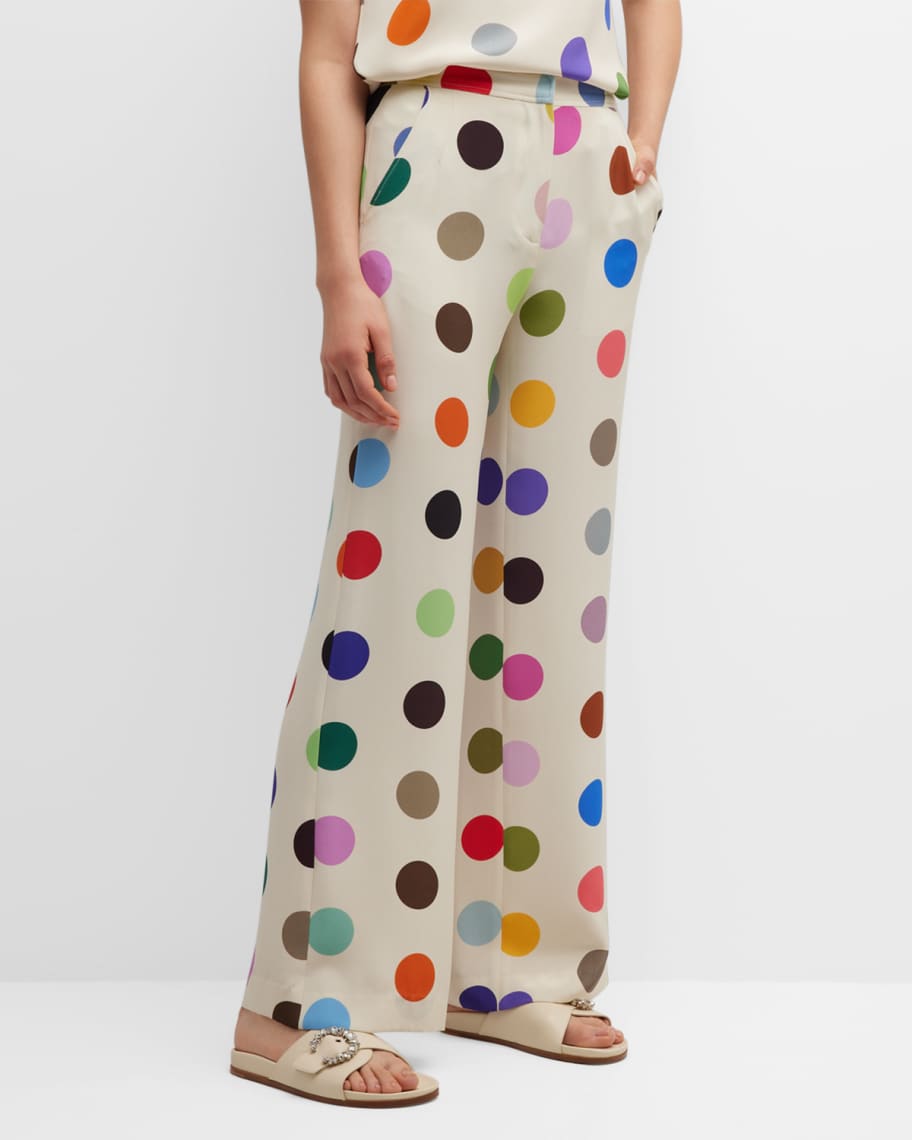 Libertine Spots-Print Wide-Leg Silk Pants | Neiman Marcus