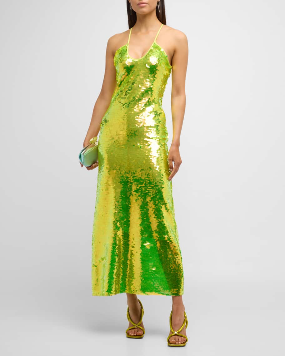 Cult Gaia Lily Crisscross-Strap Sequin Maxi Dress | Neiman Marcus
