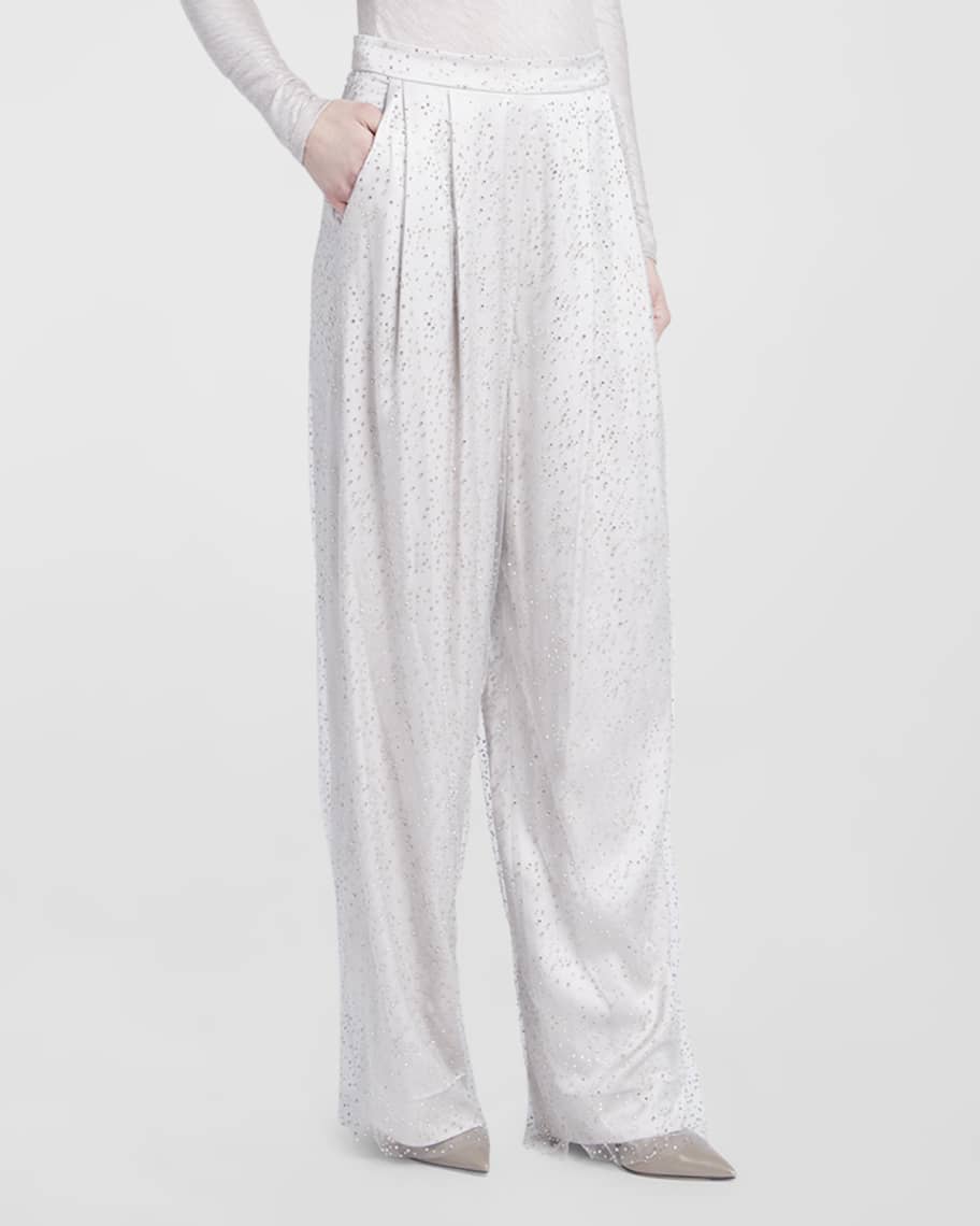 Giorgio Armani Satin Beaded Pants | Neiman Marcus