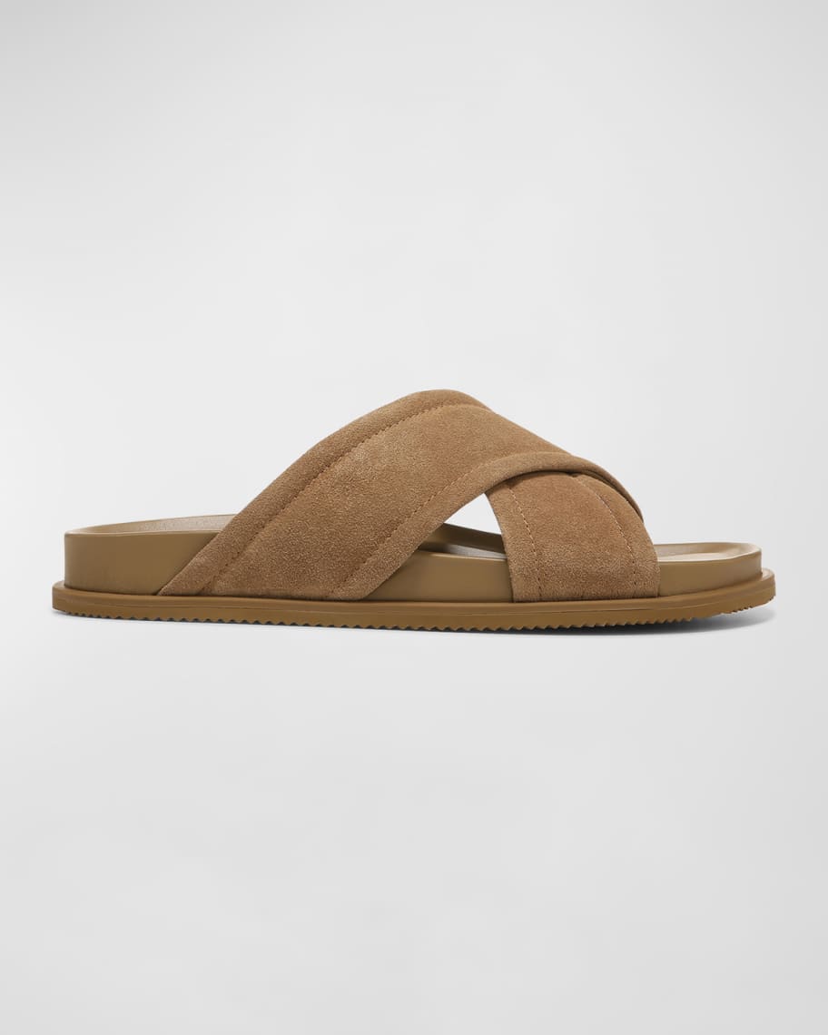 Vince Men's Derek Crisscross Leather Slides | Neiman Marcus