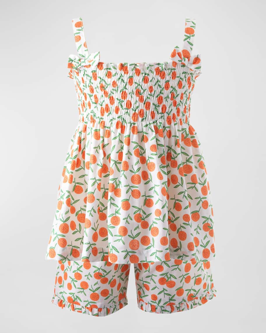 Rachel Riley Girl's Two-Piece Tangerine-Print Set, Size 2-8 | Neiman Marcus