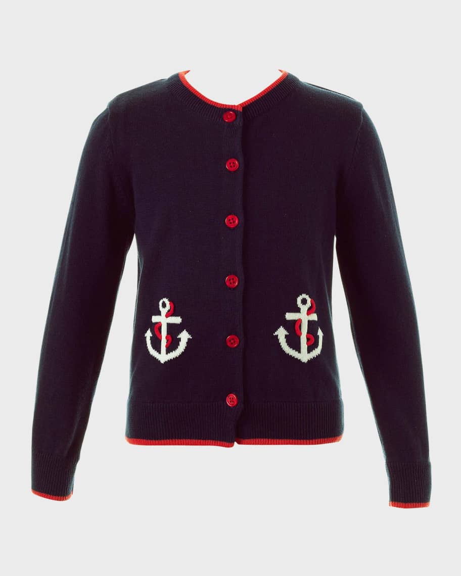 Rachel Riley Girl's Anchor Intarsia Cardigan, Size 2-10 | Neiman Marcus