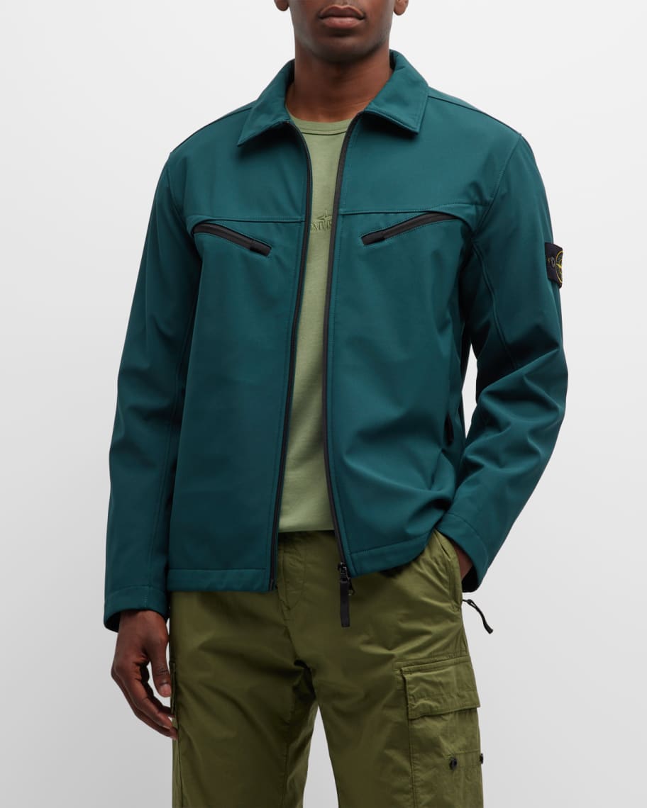Stone Island Men's Soft Shell Zip Shirt Jacket | Neiman Marcus