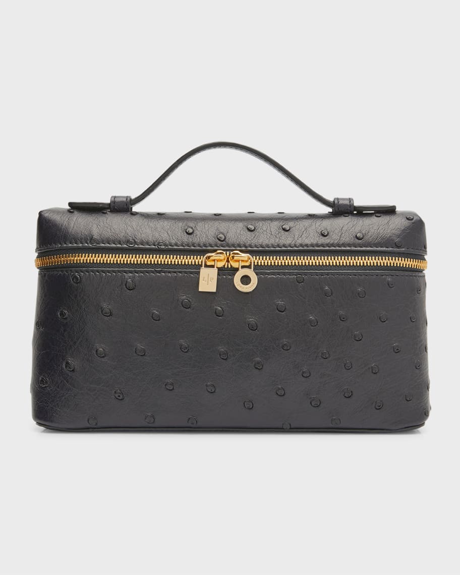Loro Piana Extra Pocket L19 Shiny Ostrich Pouch | Neiman Marcus